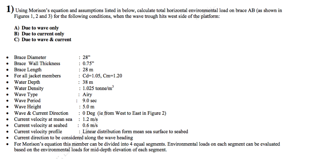 Solved 1) Using Morison's equation and assumptions listed in | Chegg.com
