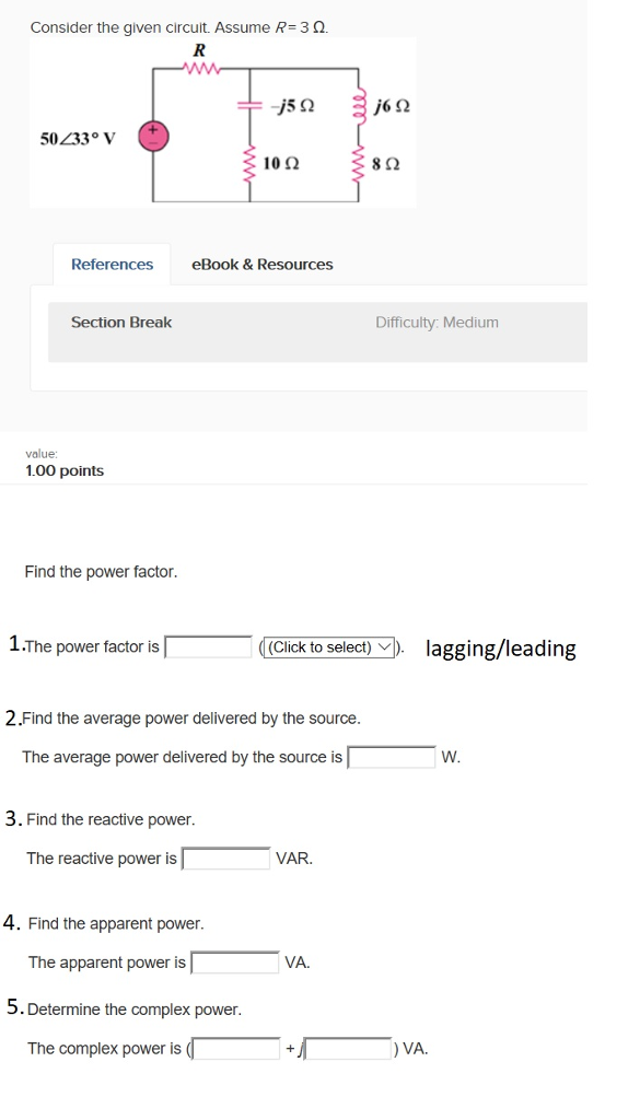 Solved Consider the given circuit. Assume R= 3 Ω j5Ω 50233° | Chegg.com
