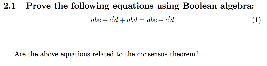 Solved Prove the following equations using Boolean algebra: | Chegg.com