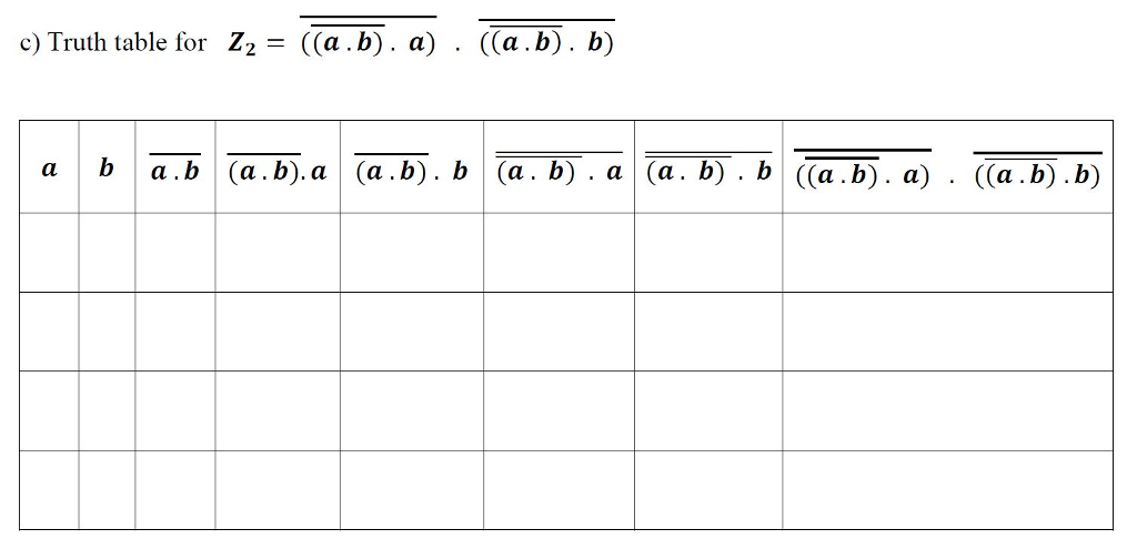 Solved Construct the truth table A. b + a. b + a. b Truth | Chegg.com