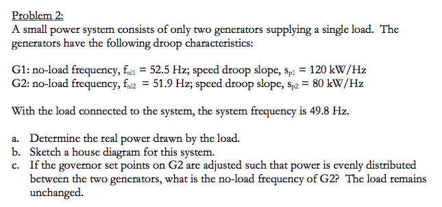 Solved A small power system consists of only two generators | Chegg.com