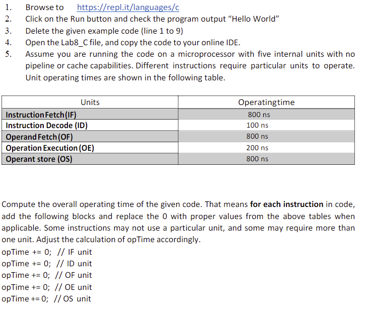 Solved Opcode for a lab, please adjust to code. The optime | Chegg.com
