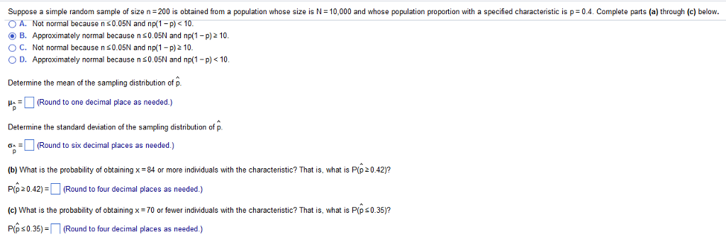 Solved Suppose a simple random sample of size n = 200 is | Chegg.com