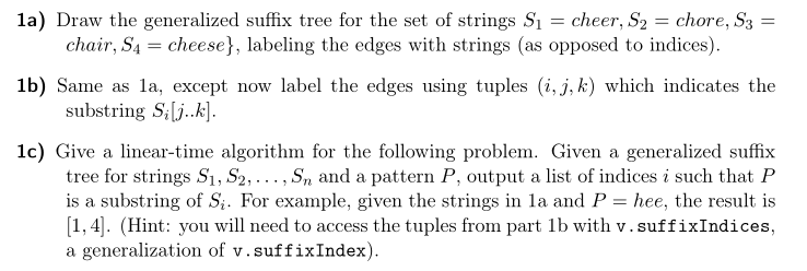 1a) Draw the generalized suffix tree for the set of | Chegg.com