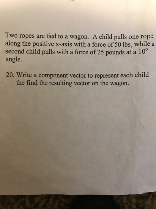 Solved Two ropes are tied to a wagon. A child pulls one rope | Chegg.com