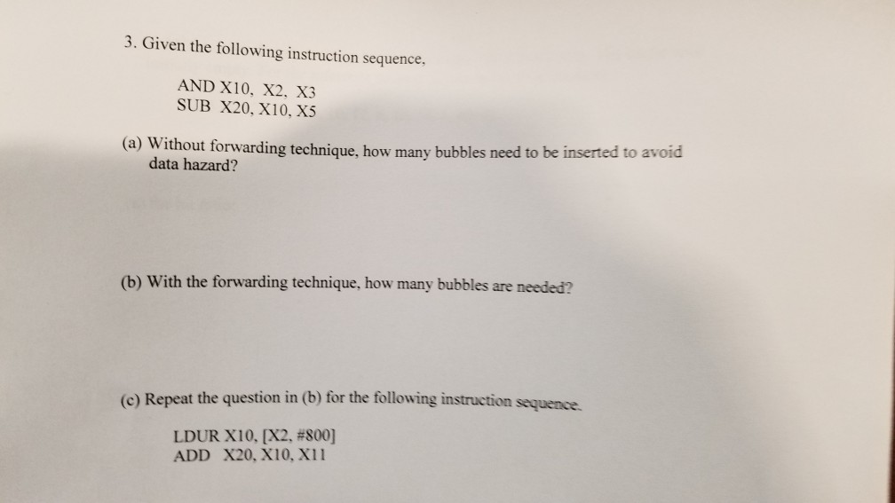 Solved Given the following instruction sequence, AND X10, | Chegg.com