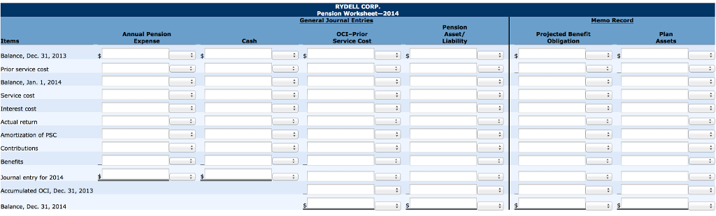 Solved Exercise 20-7 The following defined pension data of | Chegg.com