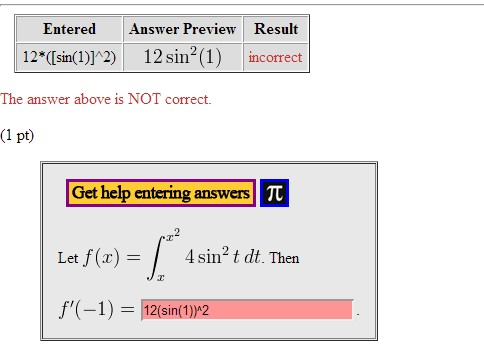 Solved The answer above is NOT correct. | Chegg.com