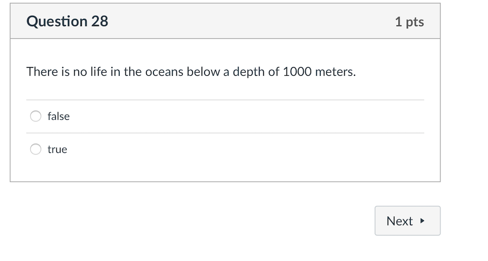 Solved There is no life in the oceans below a depth of 1000 | Chegg.com