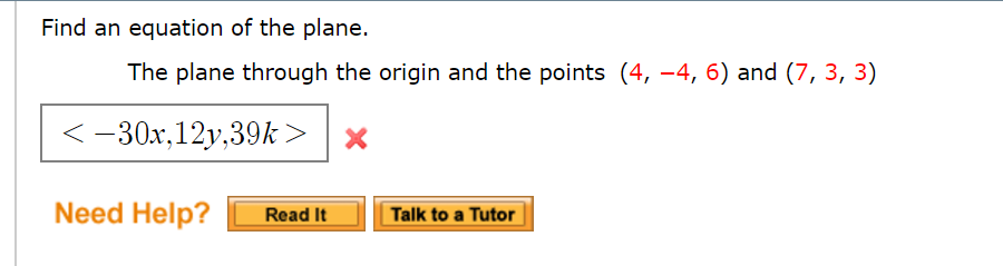 Solved Find an equation of the plane. The plane through the | Chegg.com