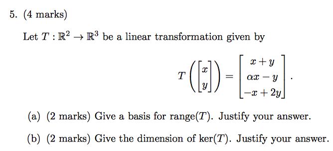 Solved Let T: R^2 rightarrow R^3 be a linear transformation | Chegg.com