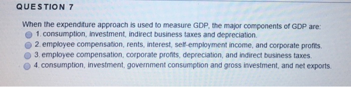 Solved When the expenditure approach is used to measure GDP. | Chegg.com