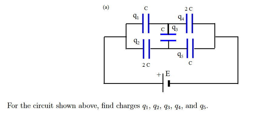 Solved For the circuit shown above, find charges q_1, q_2, | Chegg.com