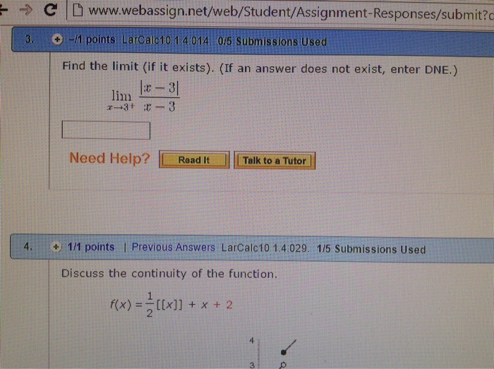 Solved Find the limit (if it exists). (If an answer does not | Chegg.com