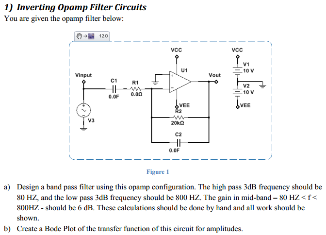 Solved Inverting Opamp Filter Circuits You are given the | Chegg.com