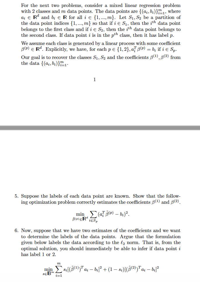 Solved For the next two problems, consider a mixed linear | Chegg.com