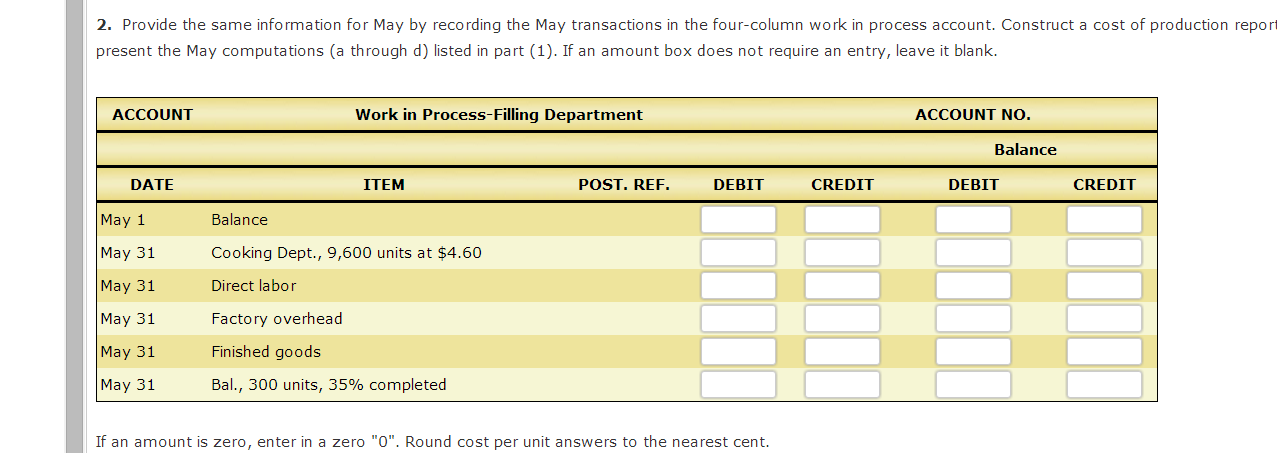 Solved Work in Process Account Data for Two Months: Cost of | Chegg.com