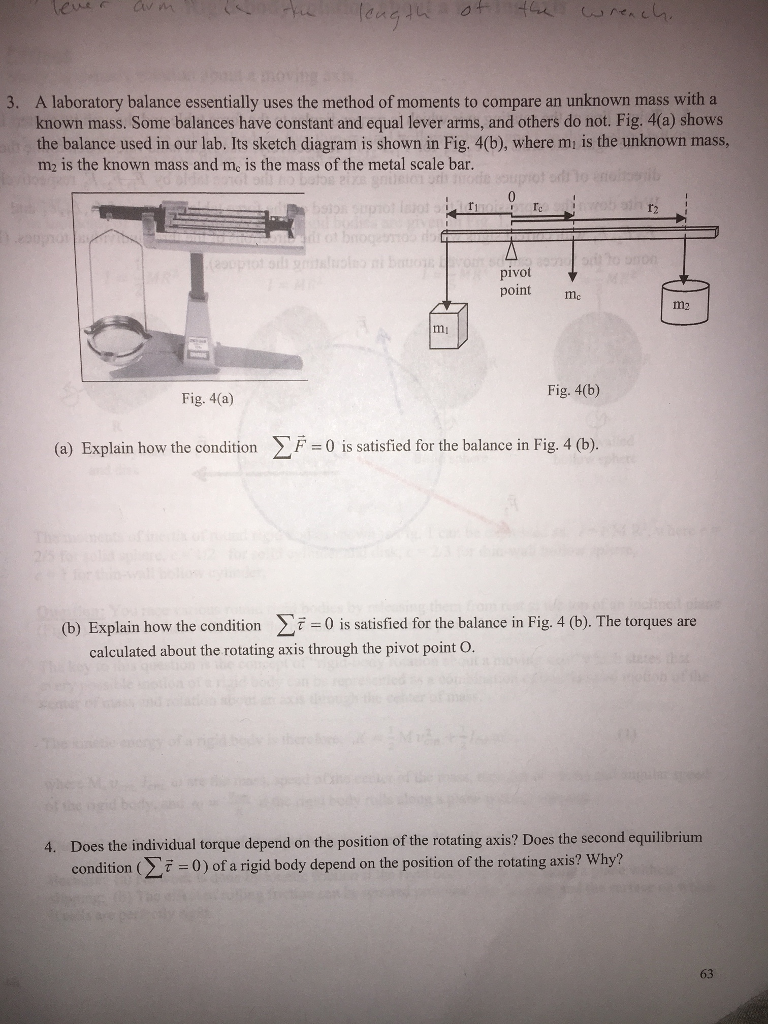 Solved A laboratory balance essentially uses the method of | Chegg.com