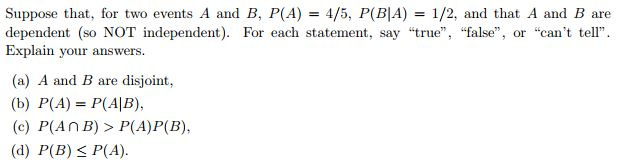Solved Suppose that, for two events A and B, P(A)-4/5, | Chegg.com