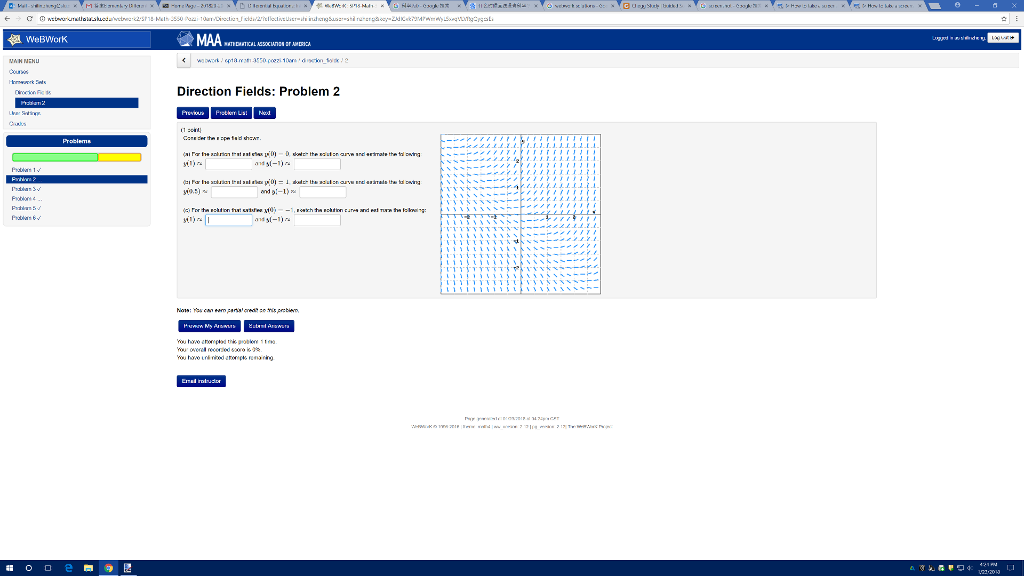 Webwork Direction Fields Problem 2 I 1