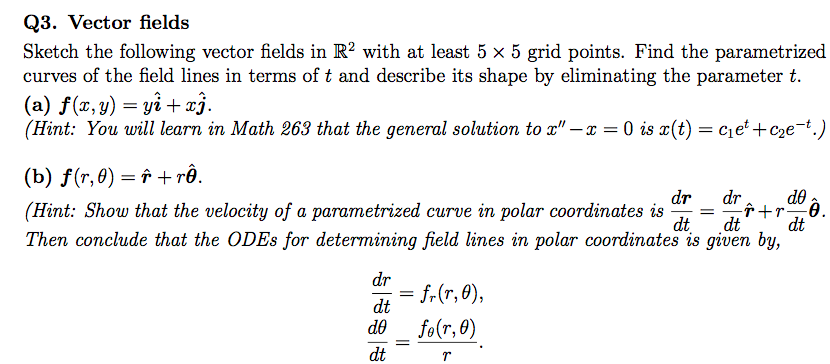 Solved Q3. Vector fields Sketch the following vector fields | Chegg.com