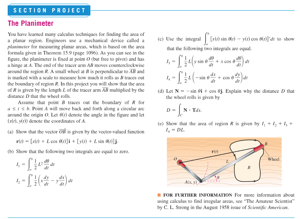 SECTION PROJECT The Planimeter You have learned many | Chegg.com