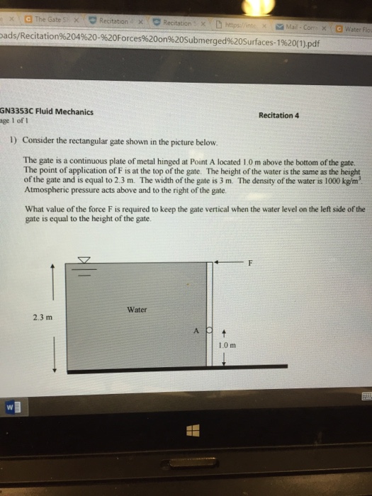 Solved Consider the rectangular gate shown in the picture | Chegg.com Solved Consider the rectangular gate shown in the picture | Chegg.com