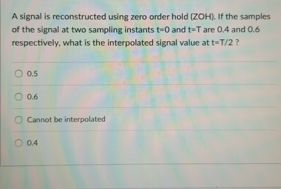 Solved A signal is reconstructed using zero order hold | Chegg.com