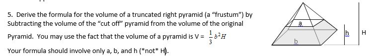 Solved Derive the formula for the volume of a truncated | Chegg.com
