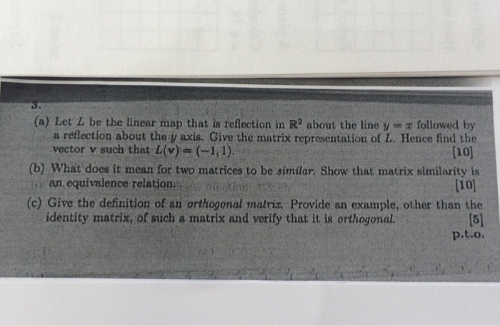 Solved Let L be the linear map that is reflection in R^2 | Chegg.com