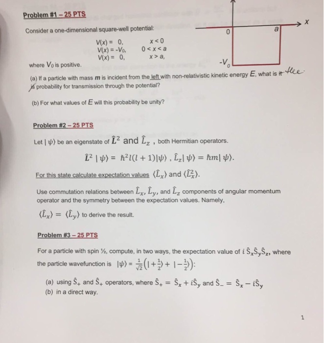 Solved Consider a one-dimensional square-well potential | Chegg.com