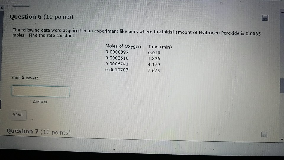 Solved Question 6 (10 points) The following data were | Chegg.com