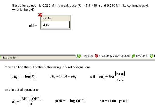 Solved If a buffer solution is 0.230 M in a weak base (Kb = | Chegg.com