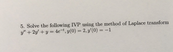 Solved Solve the following IVP using the method of Laplace | Chegg.com