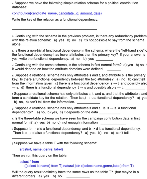 Solved Suppose we have the following simple relation schema | Chegg.com