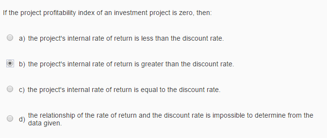 Solved If the project profitability index of an investment | Chegg.com