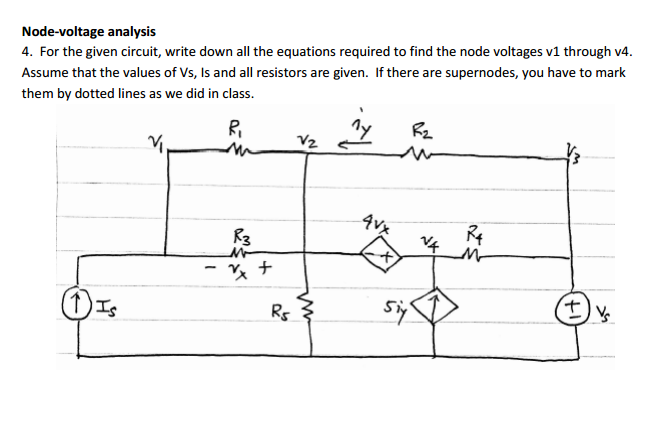 Solved For the given circuit, write down all the equations | Chegg.com