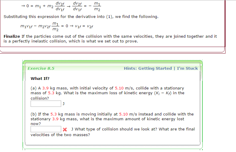 Solved Example 8.5 Kinetic Energy in a Perfectly Inelastic | Chegg.com