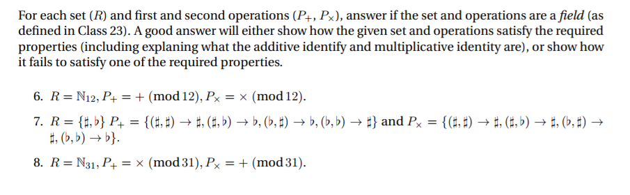 Solved For each set (R) and first and second operations (P+, | Chegg.com
