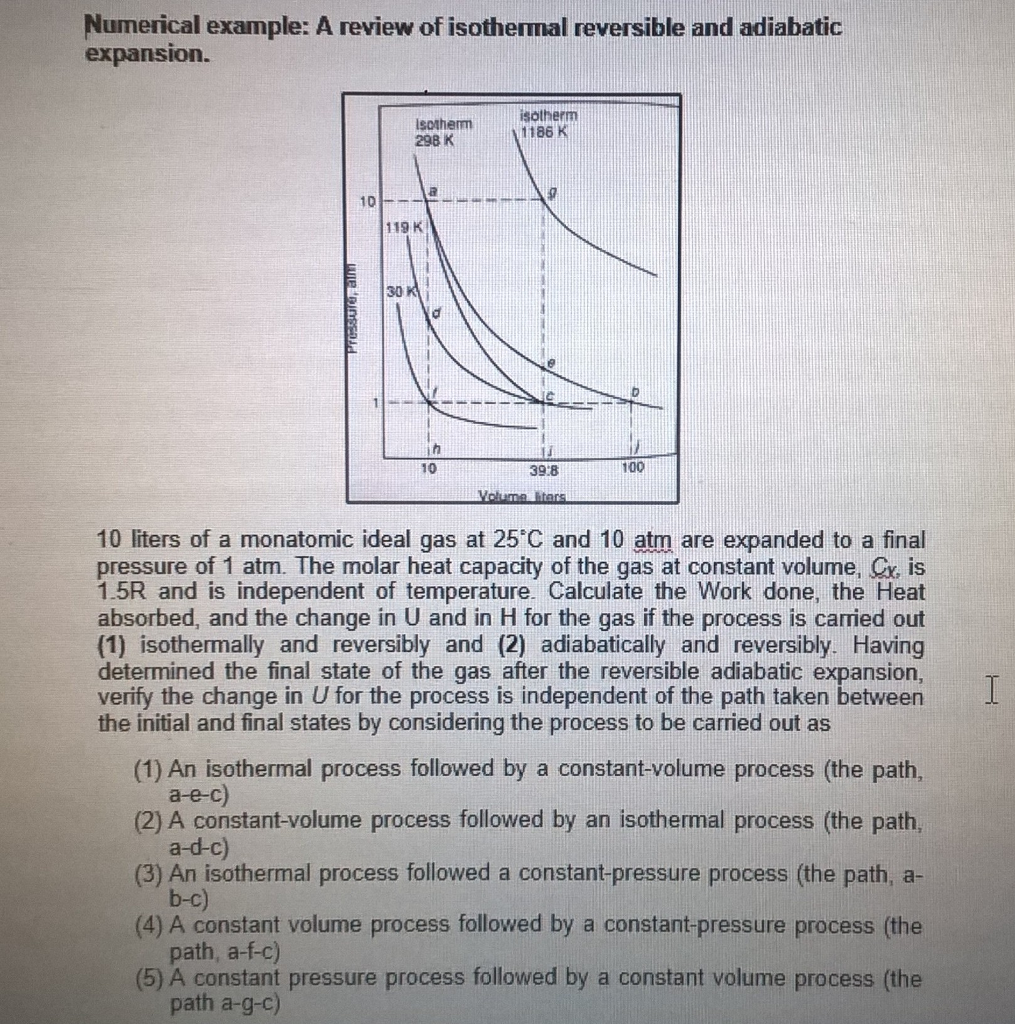 A review of isothermal reversible and adiabatic | Chegg.com