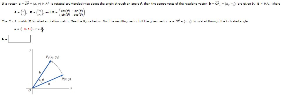 Solved If a vector a = OP = , y in R2 is rotated | Chegg.com