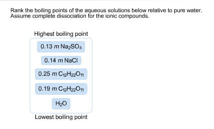 Solved Rank the boiling points of the aqueous solutions | Chegg.com