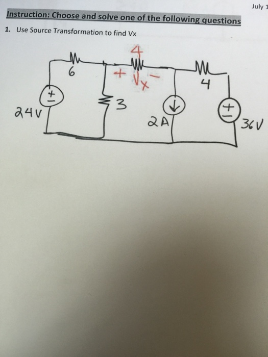 Solved Use source transformation to find Vx | Chegg.com