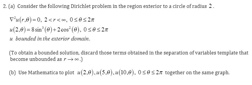 Consider the following Dirichlet problem in the | Chegg.com