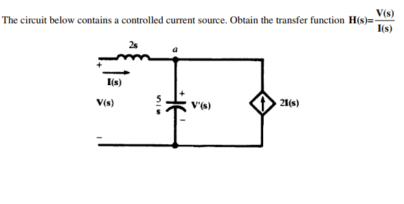 Solved V(s) I(s) The circuit below contains a controlled | Chegg.com
