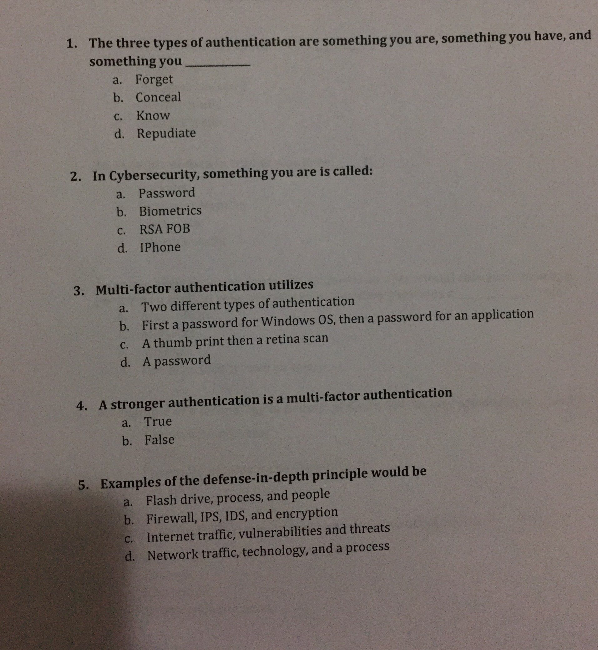 Solved The three types of authentication are something you | Chegg.com