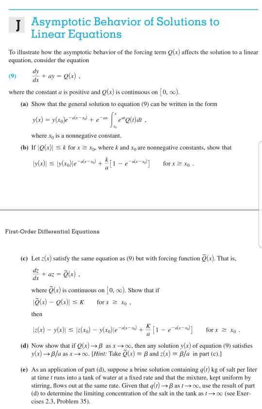 Solved Asymptotic Behavior of Solutions to Linear Equations | Chegg.com