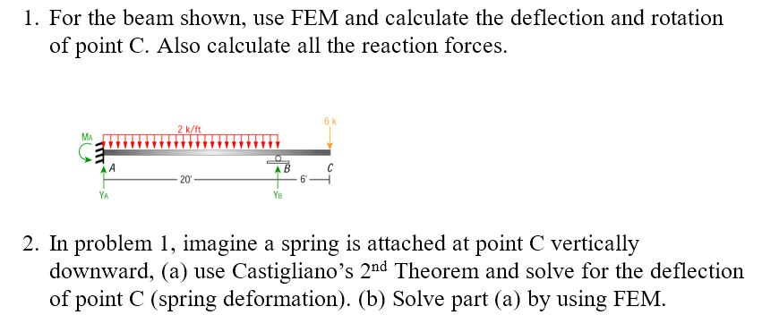 Solved For the beam shown, use FEM and calculate the | Chegg.com