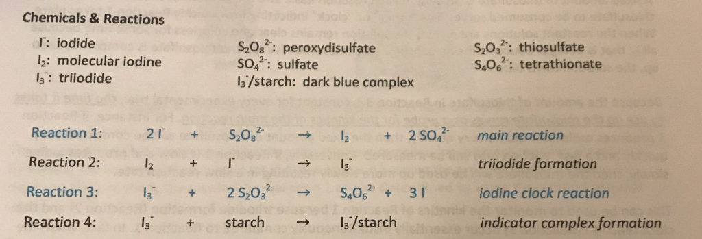 Solved Chemicals & Reactions iodide l2: molecular iodine l3: | Chegg.com
