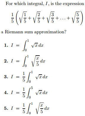 Solved For which integral. I, is the expression Riemann sum | Chegg.com